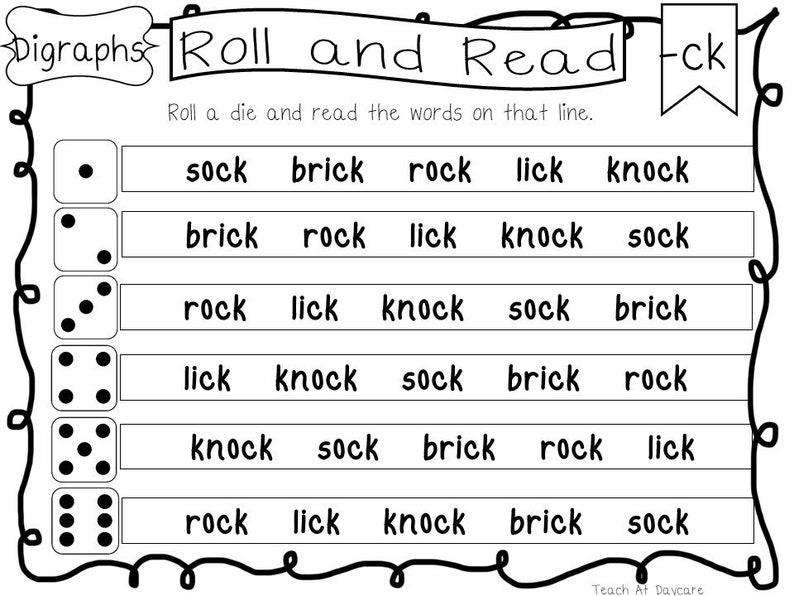 10 Printable Digraphs Roll and Read Worksheets. | Etsy