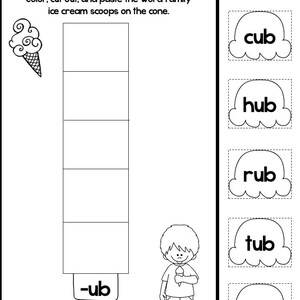20 Printable Ice Cream Word Families Worksheets. Preschool Phonics ...