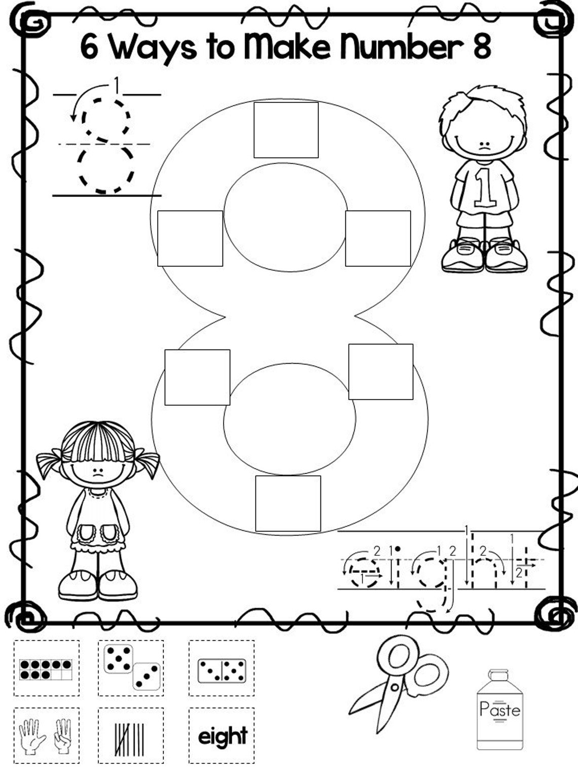 10 Printable 6 Ways to Make Numbers Worksheets. Numbers 1-10. - Etsy