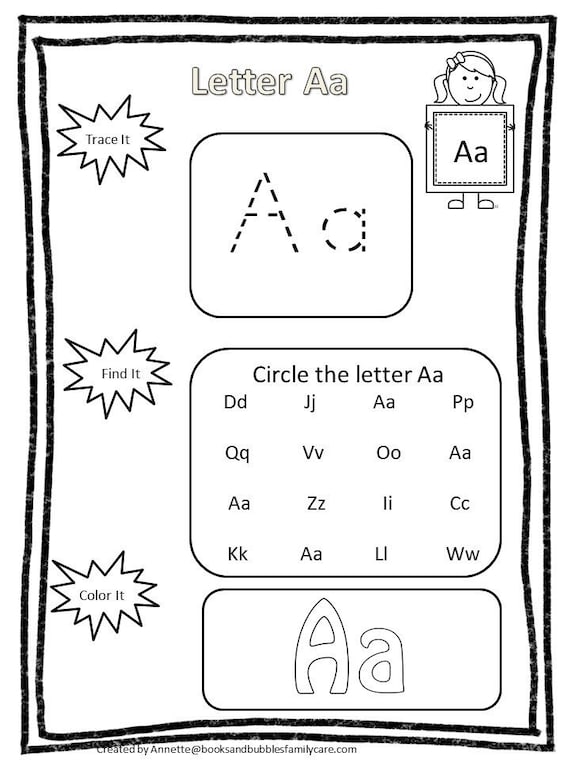 26 Printable Alphabet Trace It Find It Color It Worksheets. | Etsy Canada