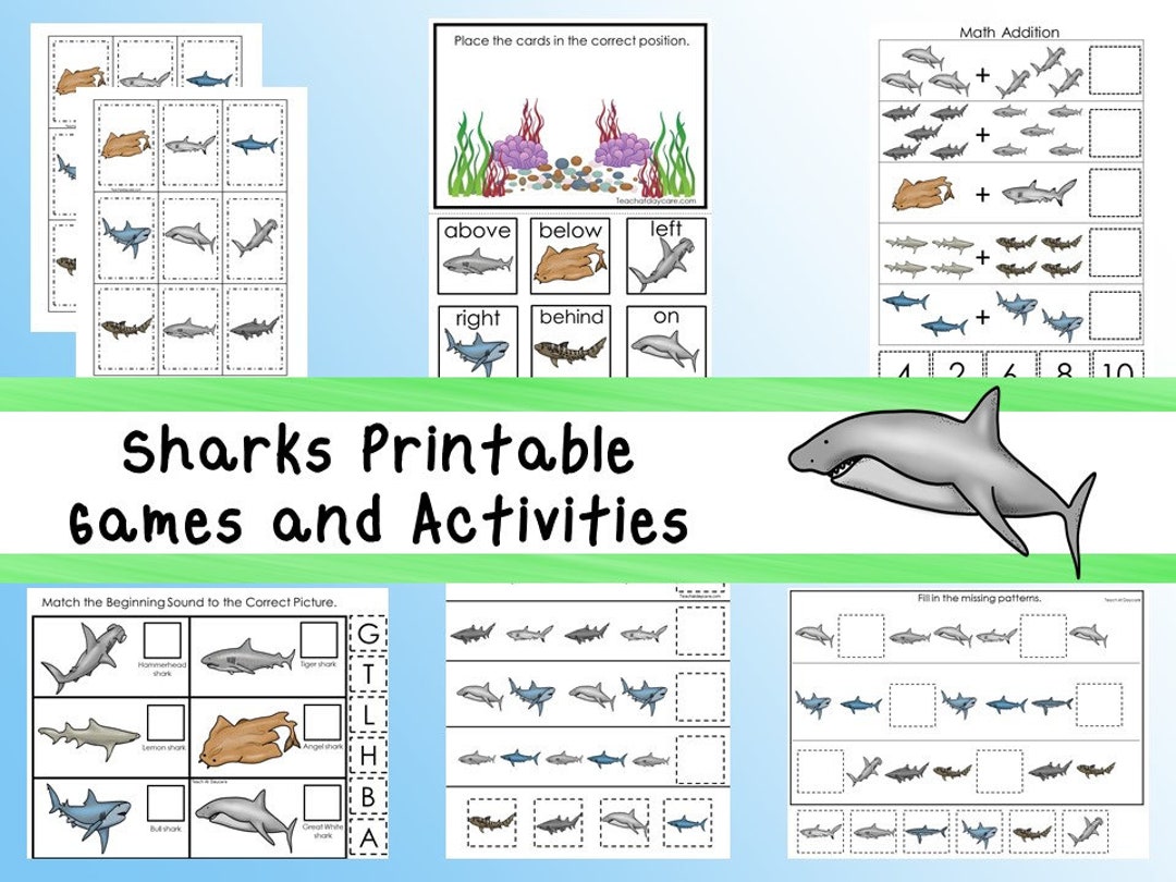 30 Sharks Printable Preschool Educational Games Download. Games and ...