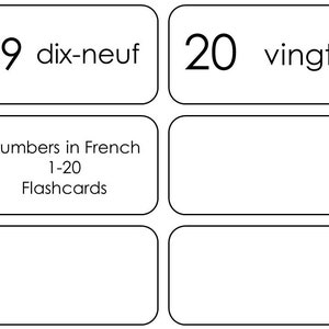 20 Printable French Numbers 1-20 Flashcards. Preschool Thru Third Grade ...