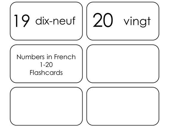 Numbers In French 1 20