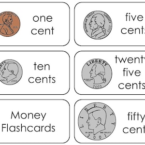 Printable Money Flashcards. Preschool Thru Third Grade Educational Math ...