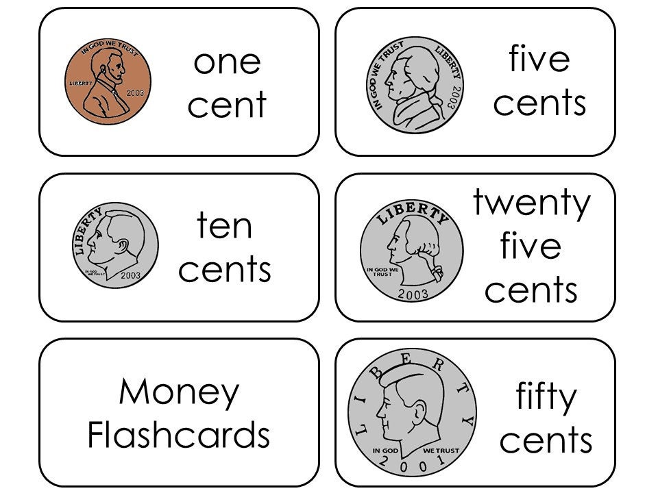 Printable Money Flashcards. Preschool Thru Third Grade Educational Math ...