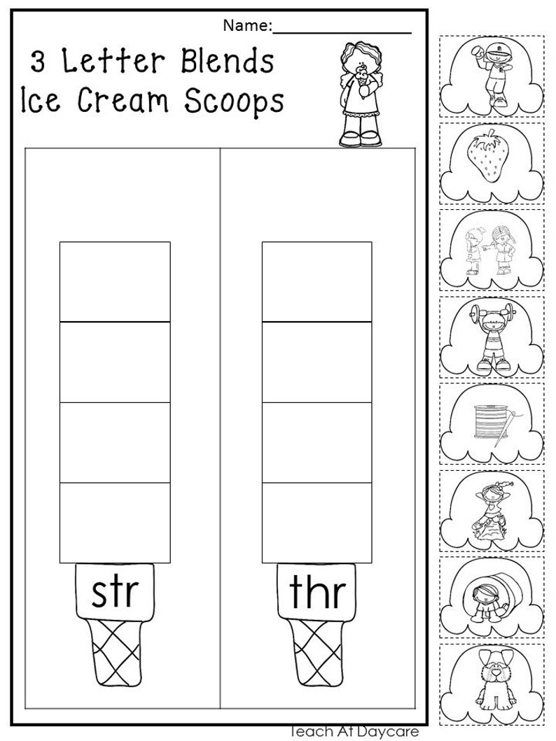 10 Printable 3 Letter Blends and Trigraphs Ice Cream - Etsy