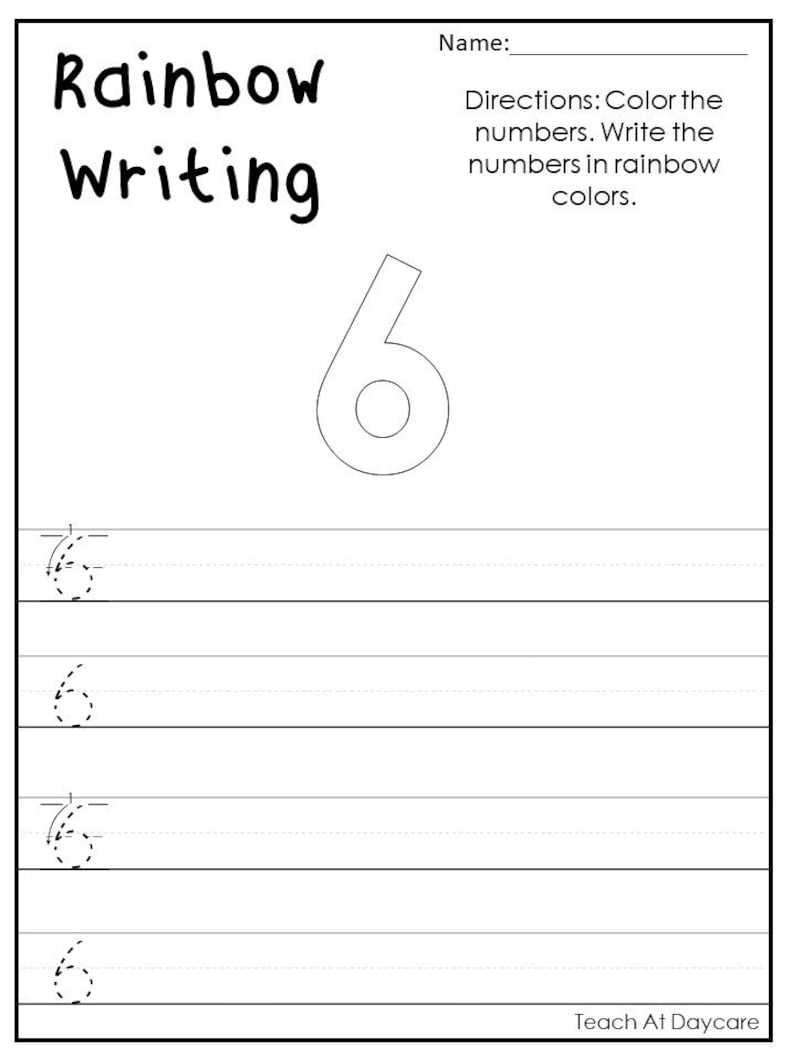 21 Printable Rainbow Write the Numbers Worksheets. Numbers - Etsy