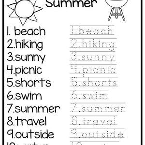 First Grade Summer Themed Words Spelling Activity. Supplemental ...