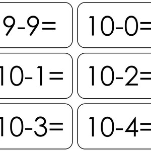 91 Printable Subtraction Flashcards. Facts 0-12. Preschool Thru 3rd ...