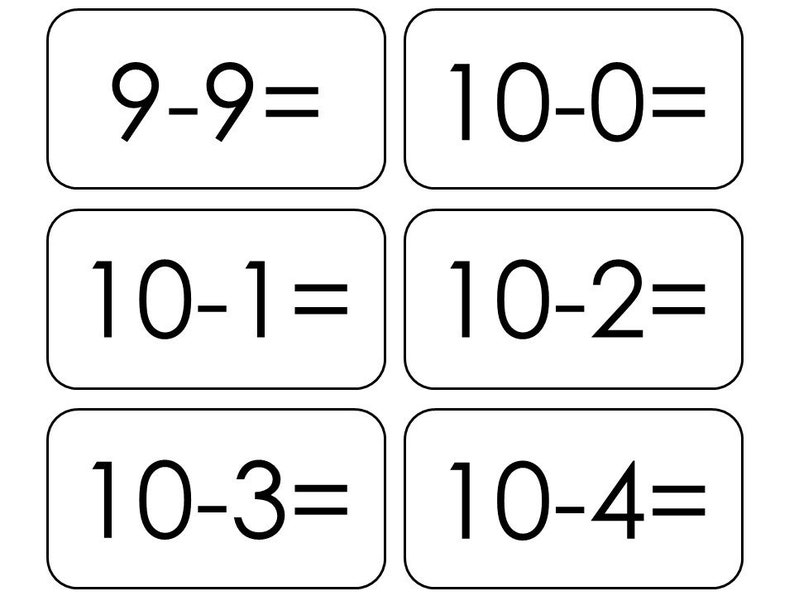 91 Printable Subtraction Flashcards. Facts 0-12. Preschool - Etsy