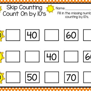 40 Printable Summer Themed Skip Counting Worksheets/work Mats. Count by ...