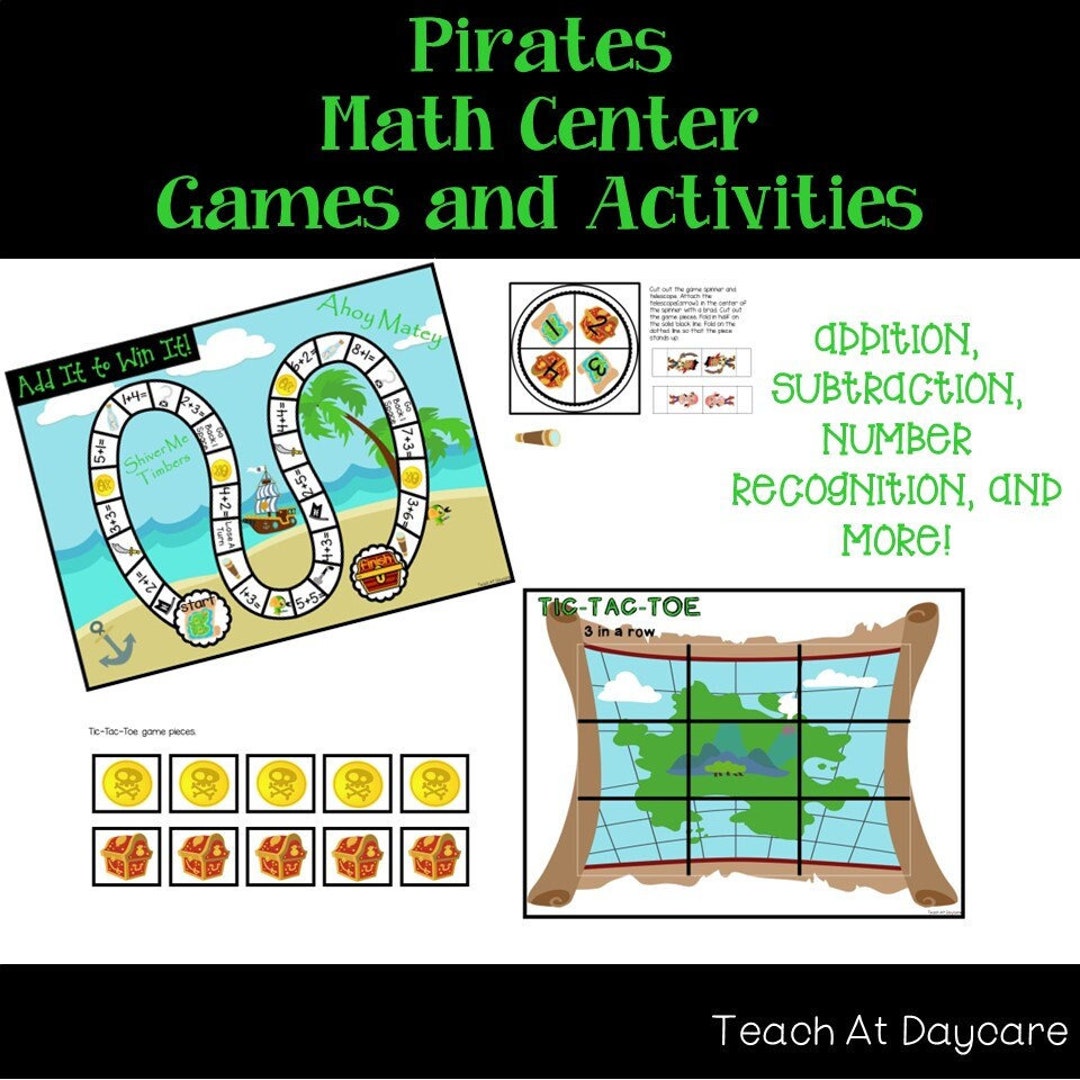 10 Printable Pirates Themed Kindergarten Math Center Games and ...