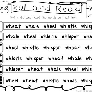 10 Printable Digraphs Roll and Read Worksheets. Kindergarten-2nd Grade ...