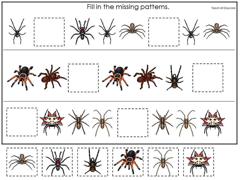 30 Spiders Printable Preschool Educational Games Download. | Etsy