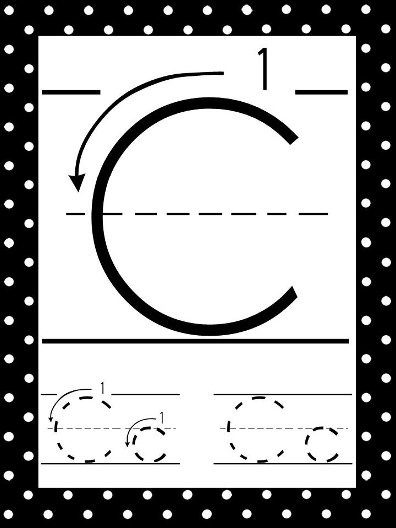 26 Black and White Beginning Alphabet Tracing Posters/worksheets ...