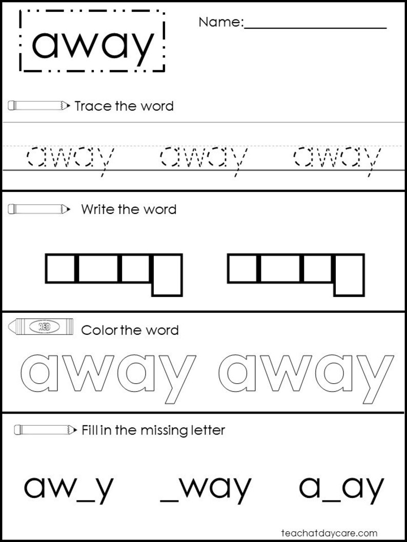 40 Printable Dolch Pre-Primer Word Work Worksheets. | Etsy