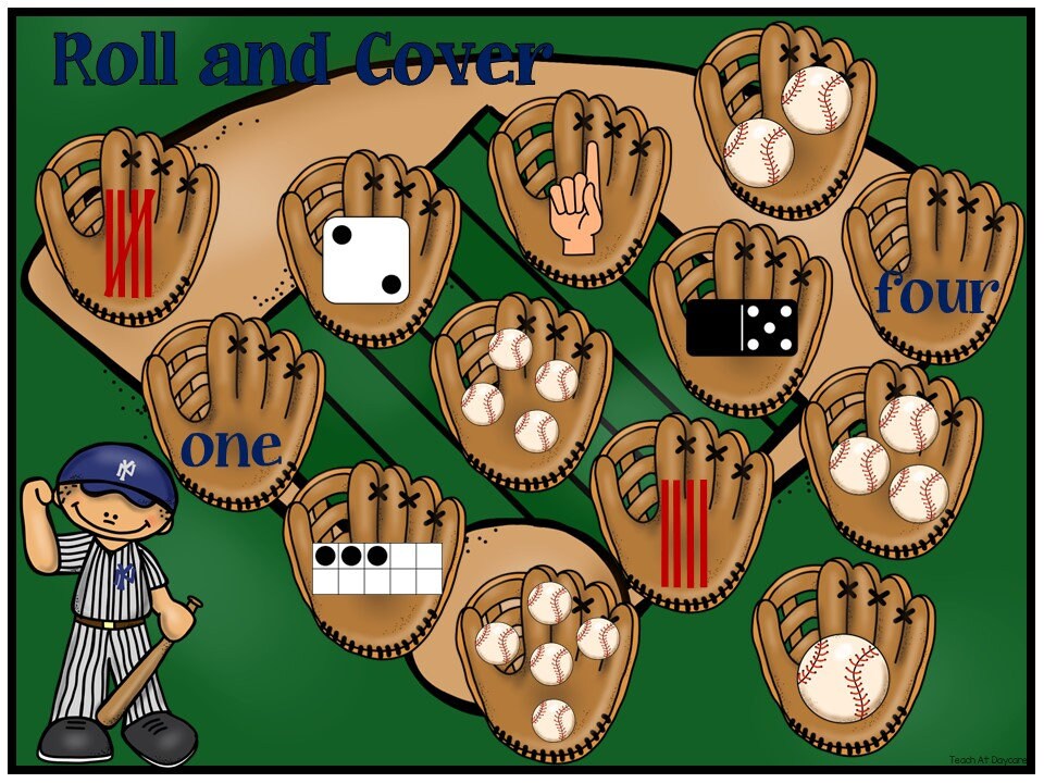 10 Printable Baseball Themed Kindergarten Math Center Games and ...