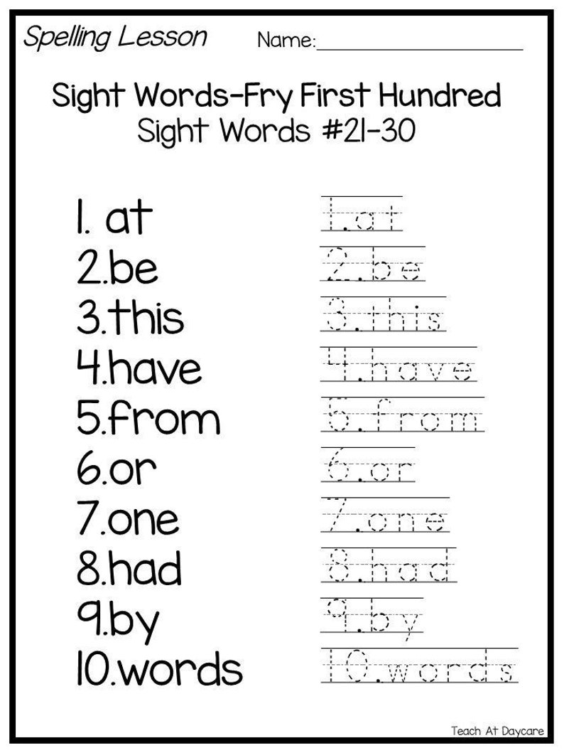 Fry Sight Words Spelling Unit 21-30 (PDF Pattern) - Etsy