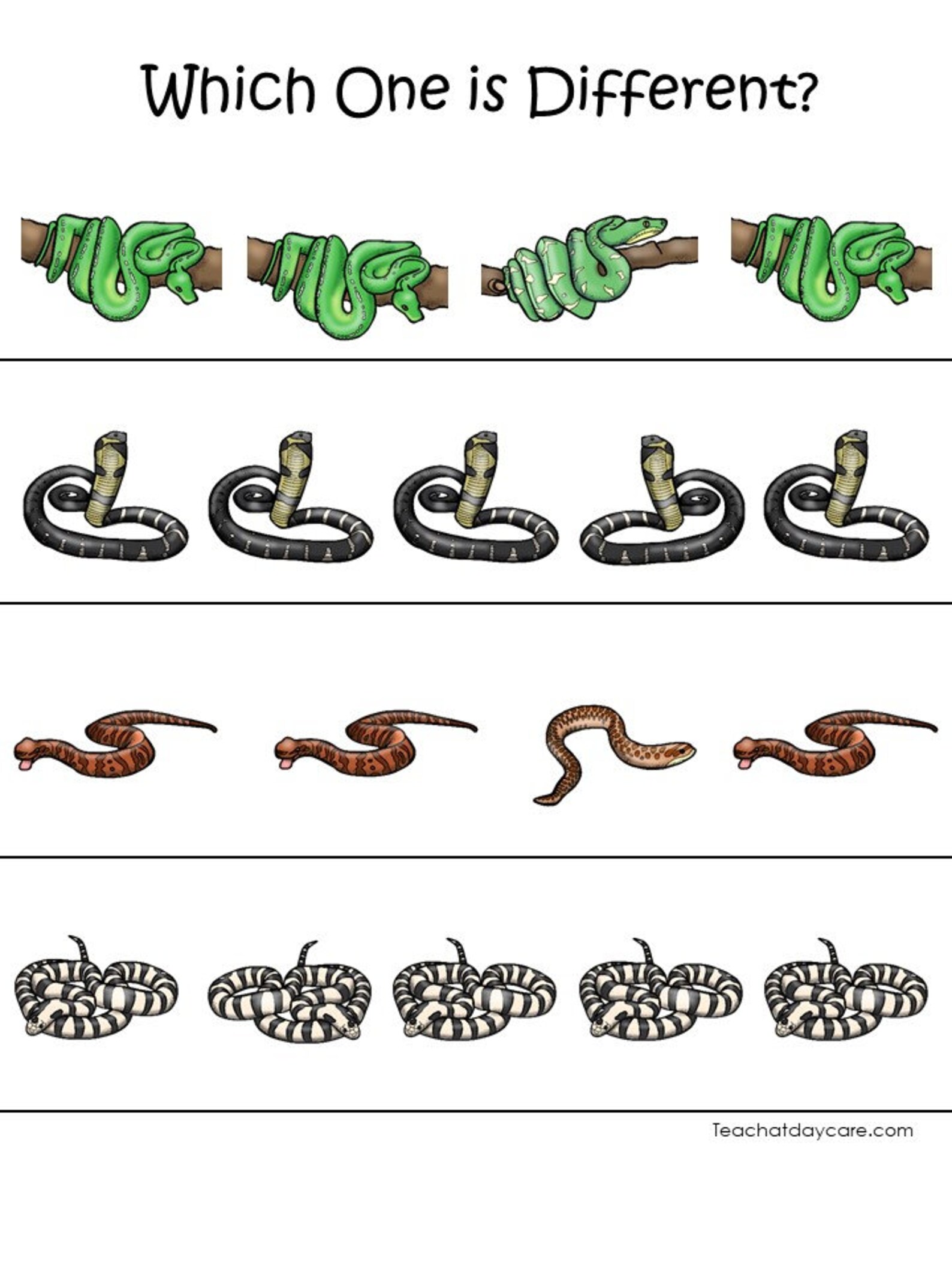 30 Snakes Printable Preschool Educational Games Download. Games and ...