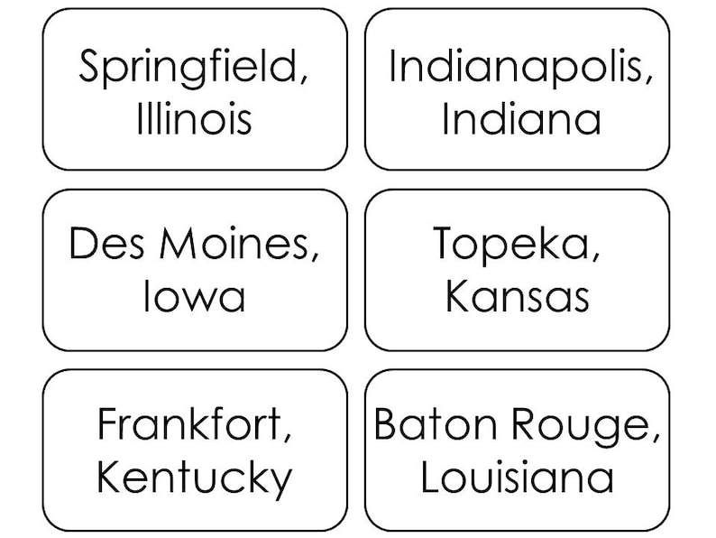 50 States and Capitals Printable Flashcards. US Geography and History ...
