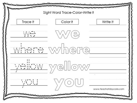 Primer Sight Word Worksheets