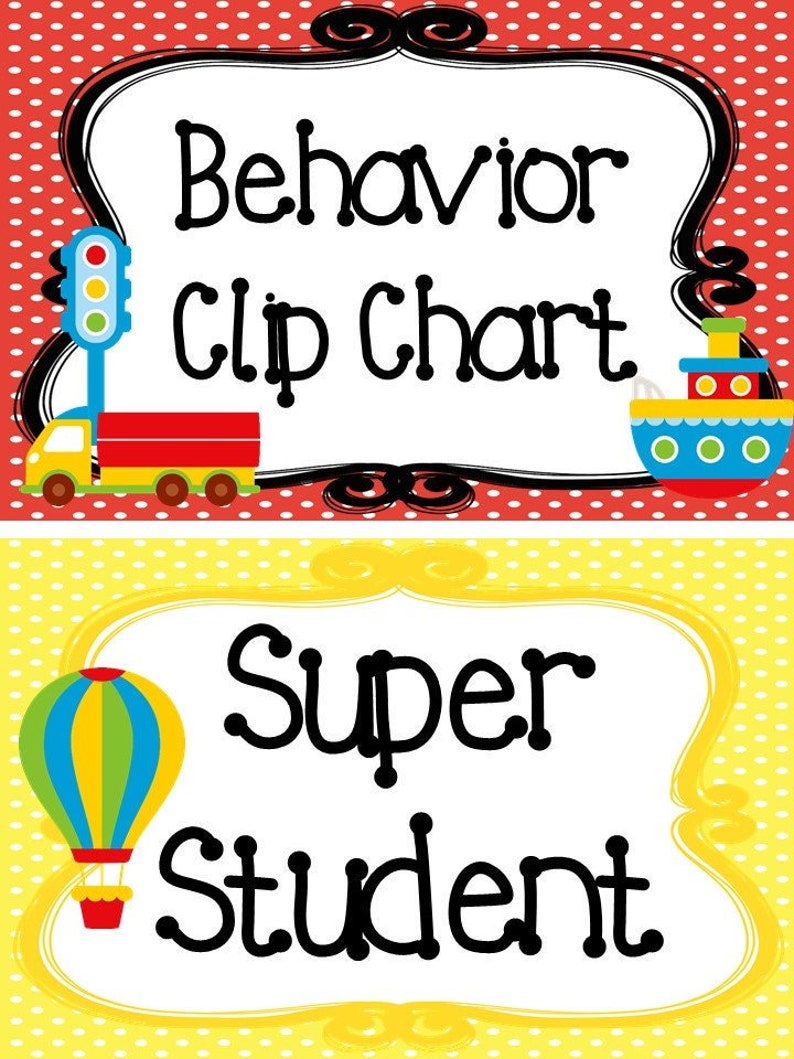 8 Printable Transportation Theme Preschool Behavior Clip Chart - Etsy
