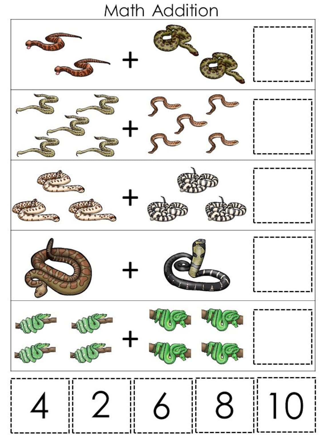 30 Snakes Printable Preschool Educational Games Download. - Etsy