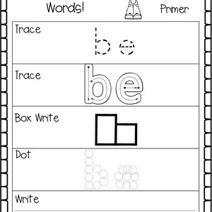 52 Printable Let's Learn Dolch Primer Sight Words Worksheets. Prek ...