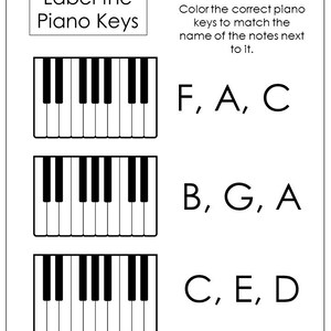 10 Color the Keys Worksheets. Beginning Music. Preschool-2nd Grade ...