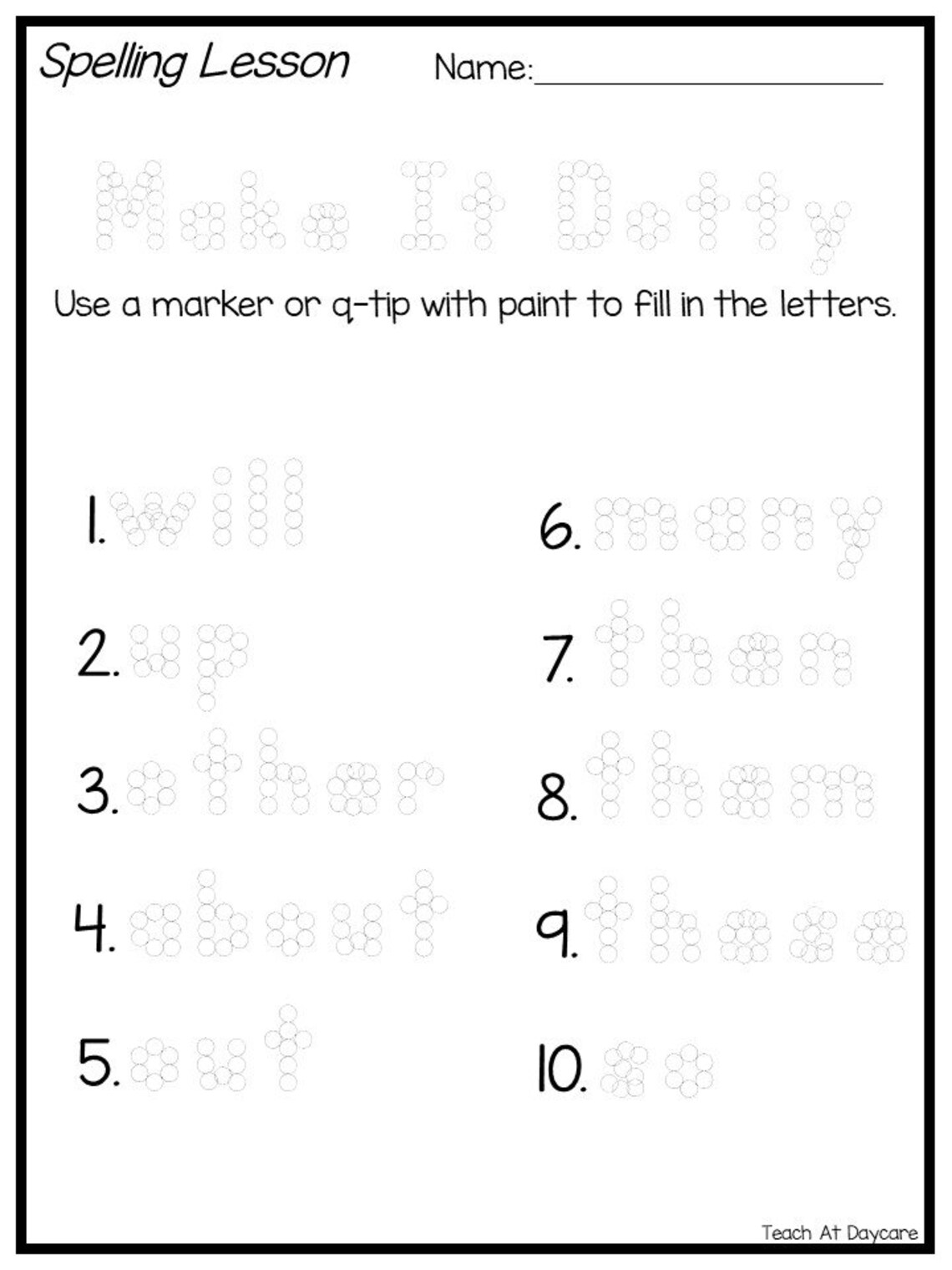 Fry First Hundred Words 51-60 Single Week Spelling Unit. | Etsy