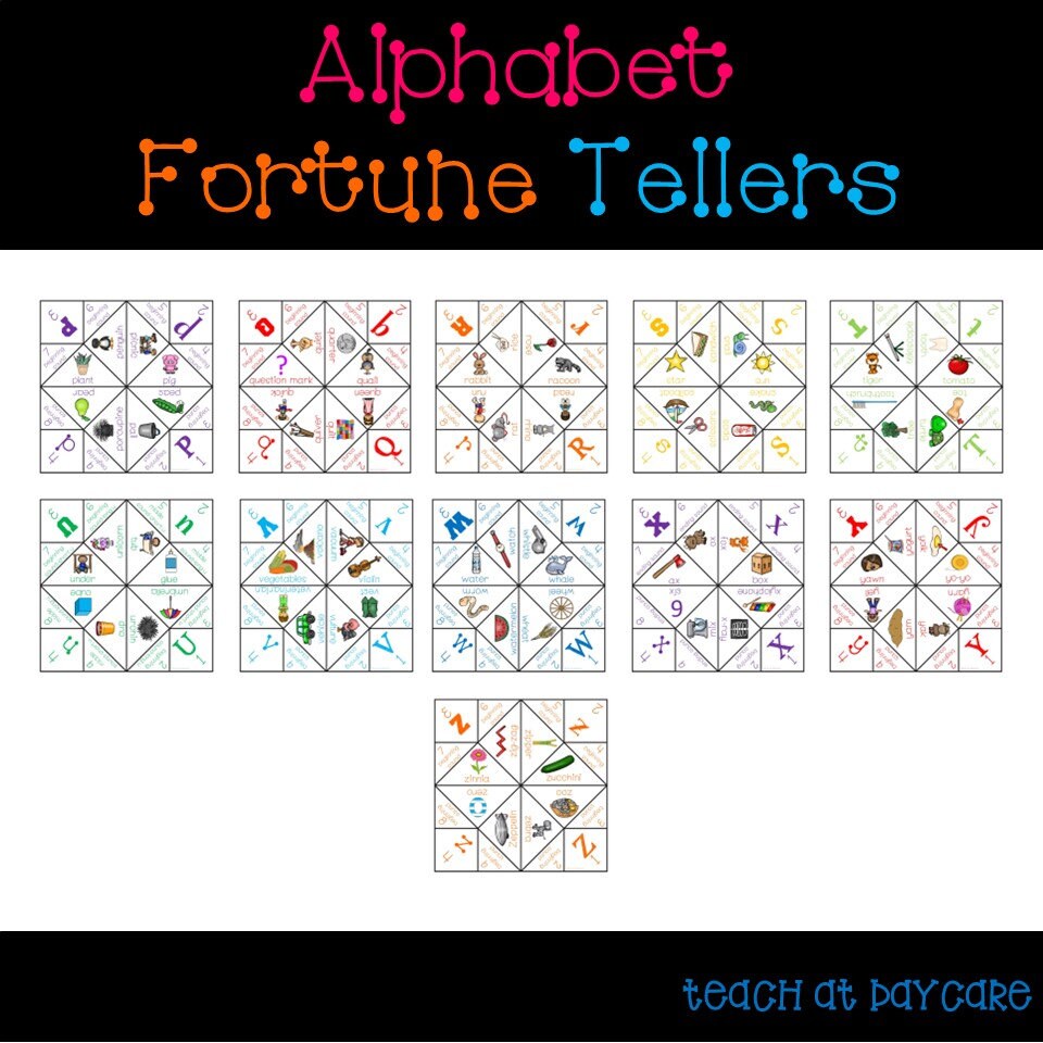 26 Alphabet Phonics Fortune Tellers. Color & Black and White Cootie ...
