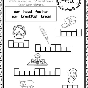 10 Printable Diphthongs Box Write Worksheets. Kindergarten-2nd Grade ...