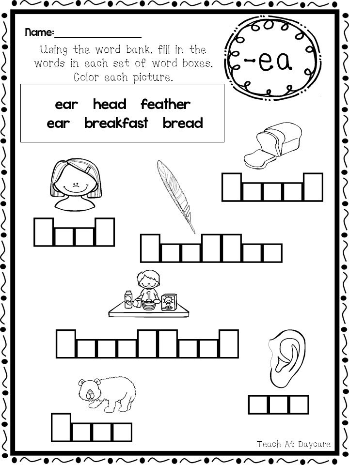 10 Printable Diphthongs Box Write Worksheets. Kindergarten-2nd Grade ...