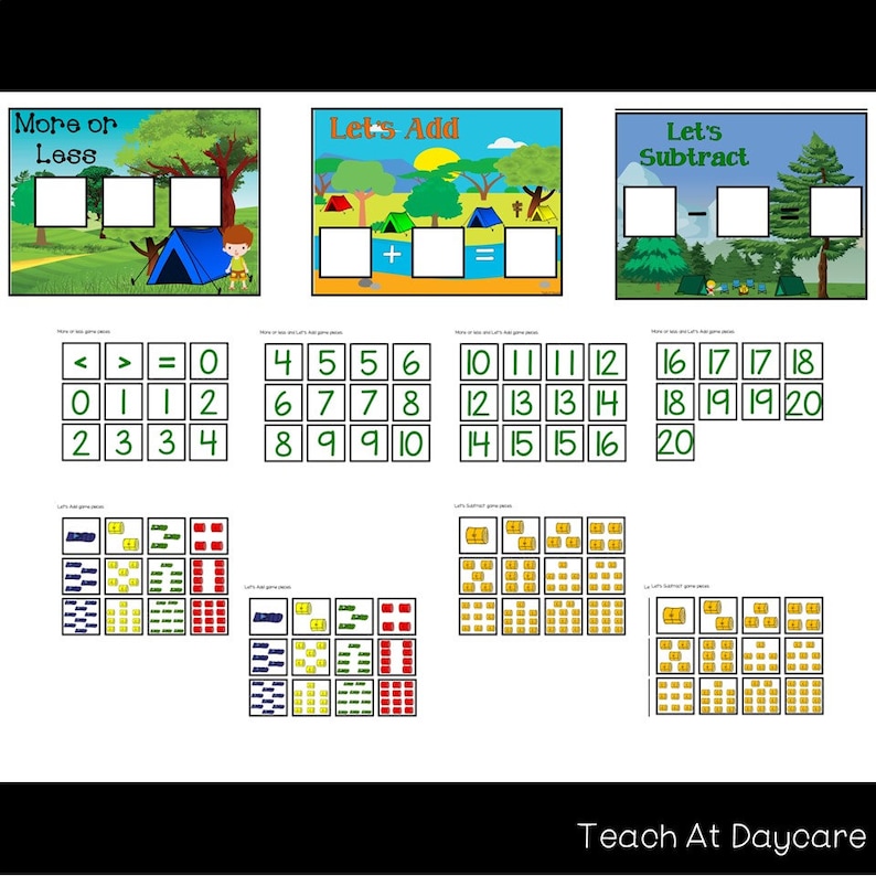10 Printable Camping Themed Kindergarten Math Center Games and ...