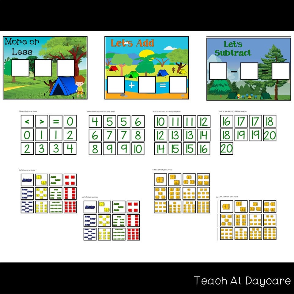10 Printable Camping Themed Kindergarten Math Center Games and ...