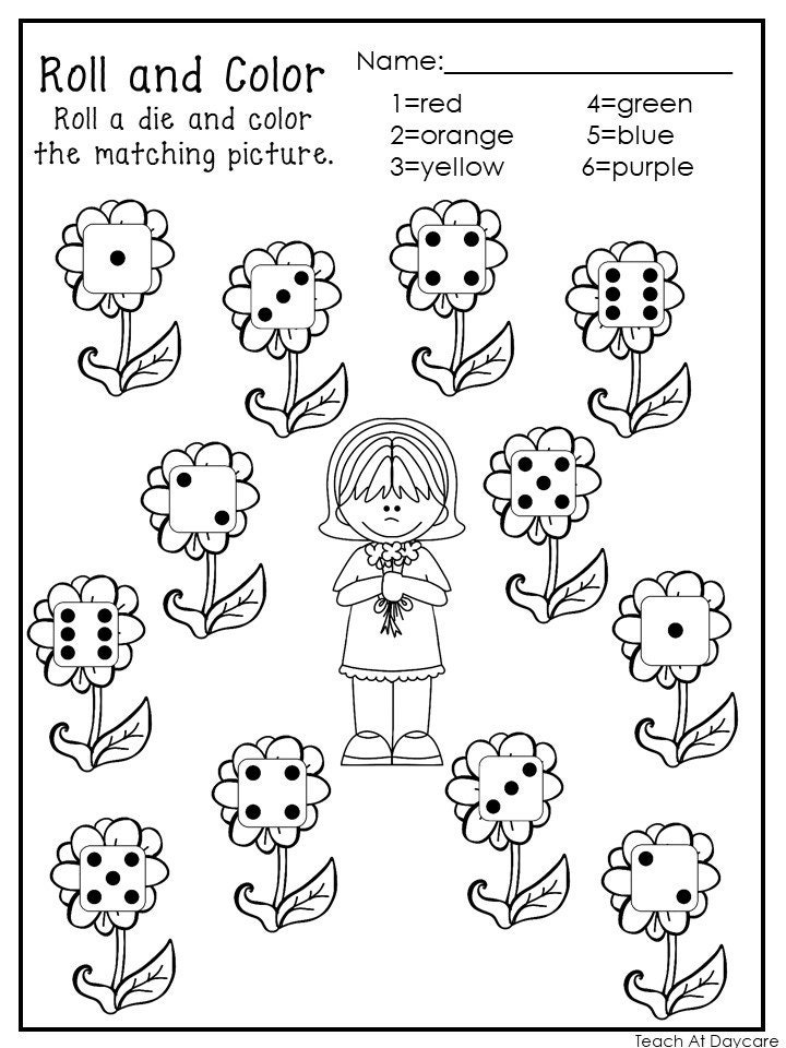 20 Printable Roll and Color Worksheets. Numbers 1-6. - Etsy Canada