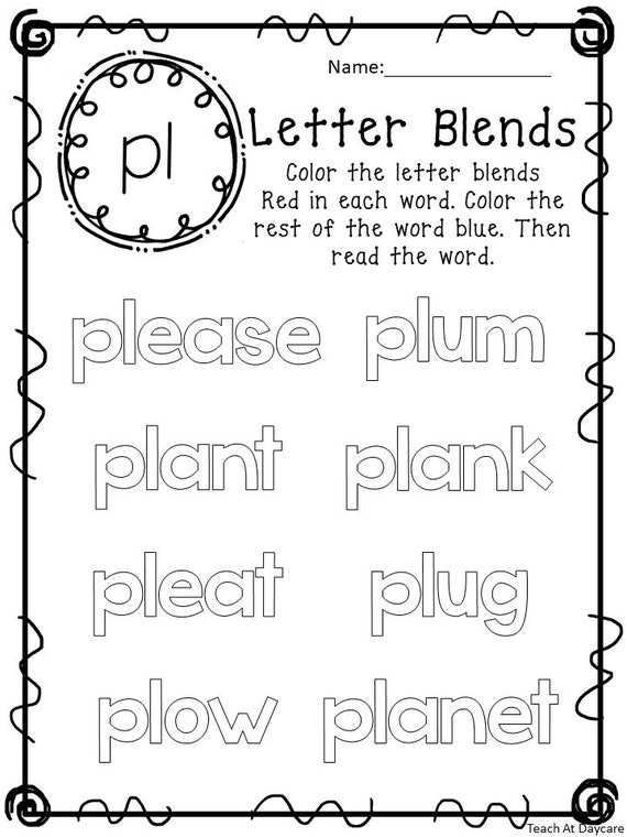 Blends Worksheets For Kindergarten