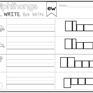 20 Printable Diphthongs Color, Trace, Write, Box Write Worksheets ...