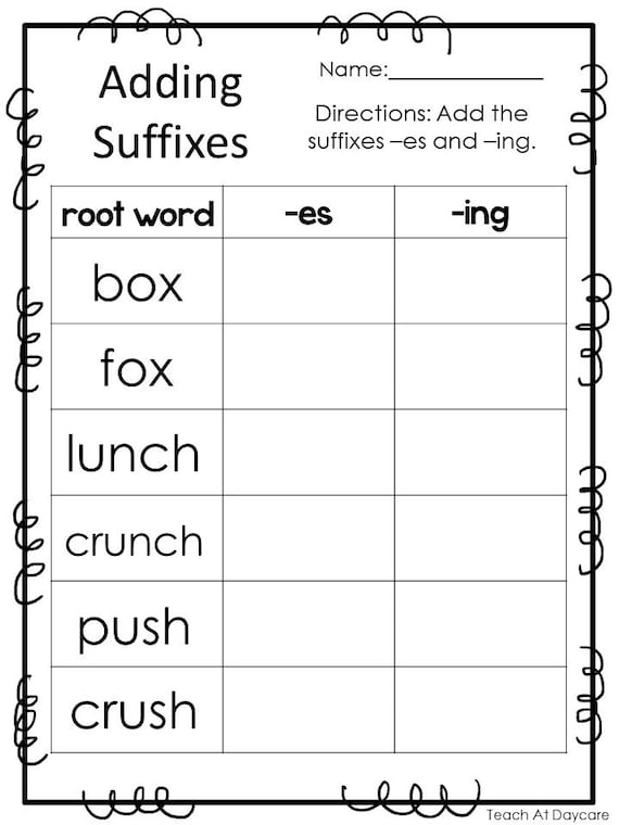 Hojas De Trabajo De Sufijos Imprimibles