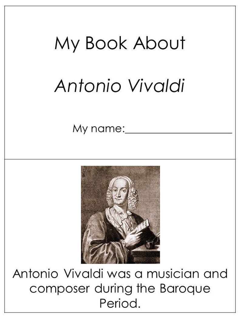 Antonio Vivaldi Great Composer Unit. Music Appreciation. | Etsy