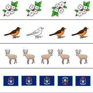 30 Michigan State Symbols Themed Learning Games Download. ZIP File ...
