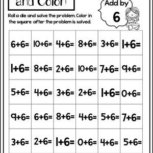10 Printable Roll, Add, and Color Worksheets. Numbers 1-10. Preschool ...