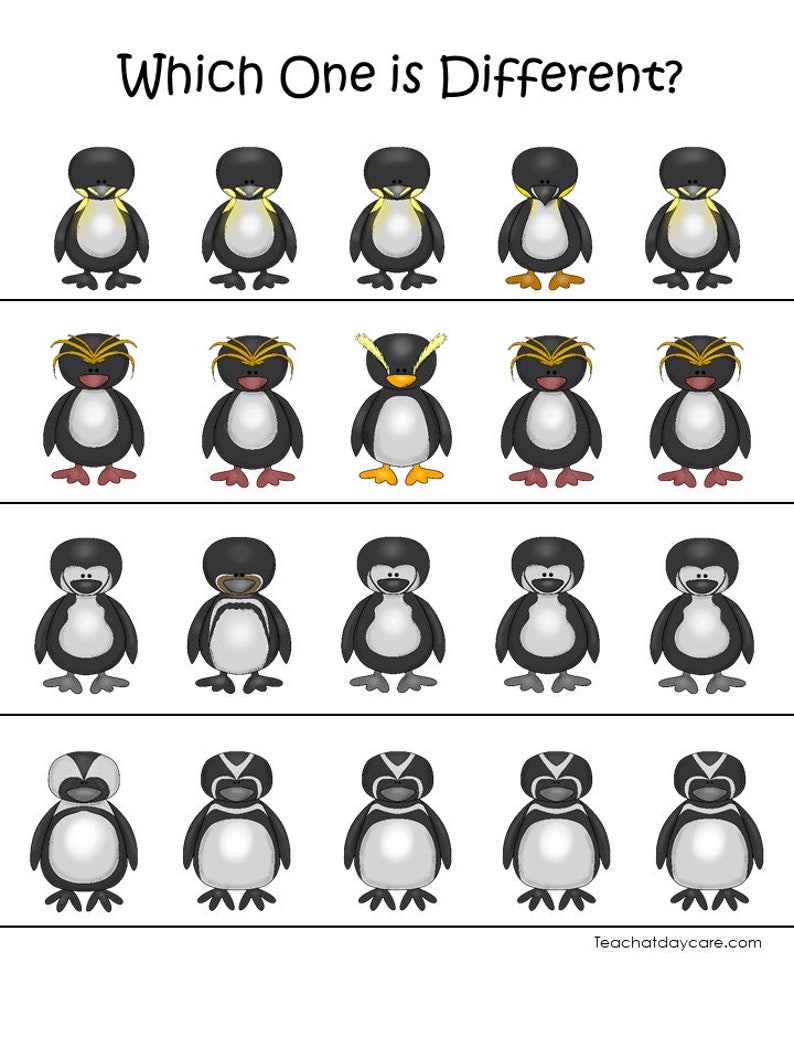 30 Penguins Printable Preschool Educational Games Download. - Etsy