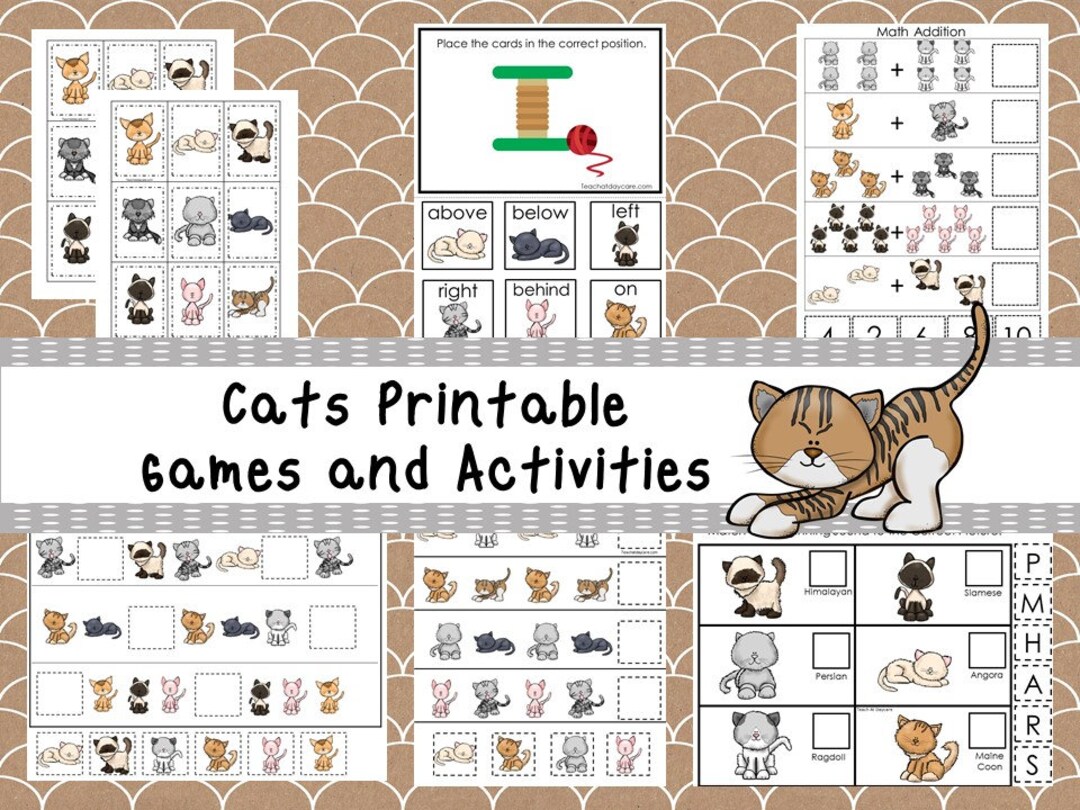 30 Printable Cats Preschool Educational Games Download. Games and ...