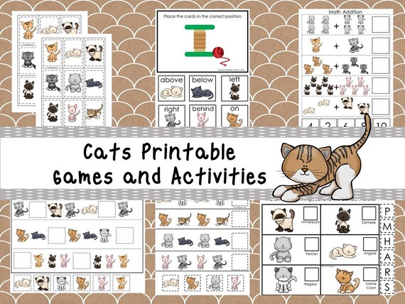 30 Printable Cats Preschool Educational Games Download. Games | Etsy