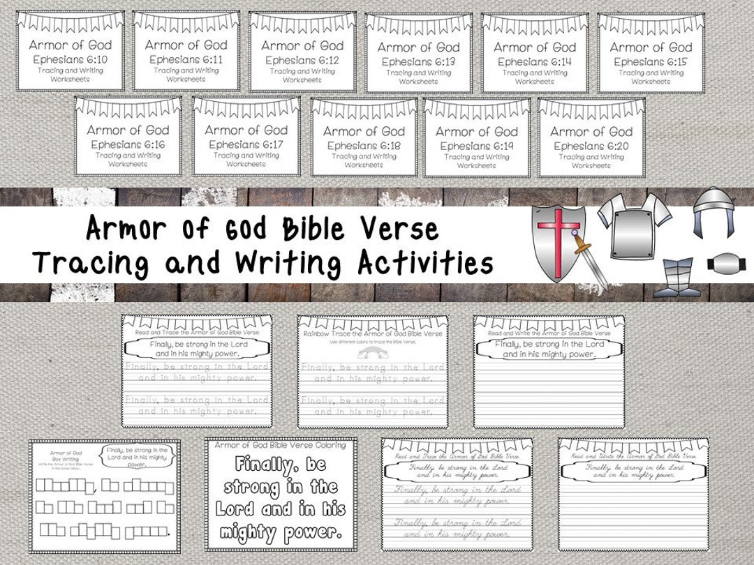 Ephesians 6:10-20 Armor of God Bible Verse Tracing and Handwriting ...