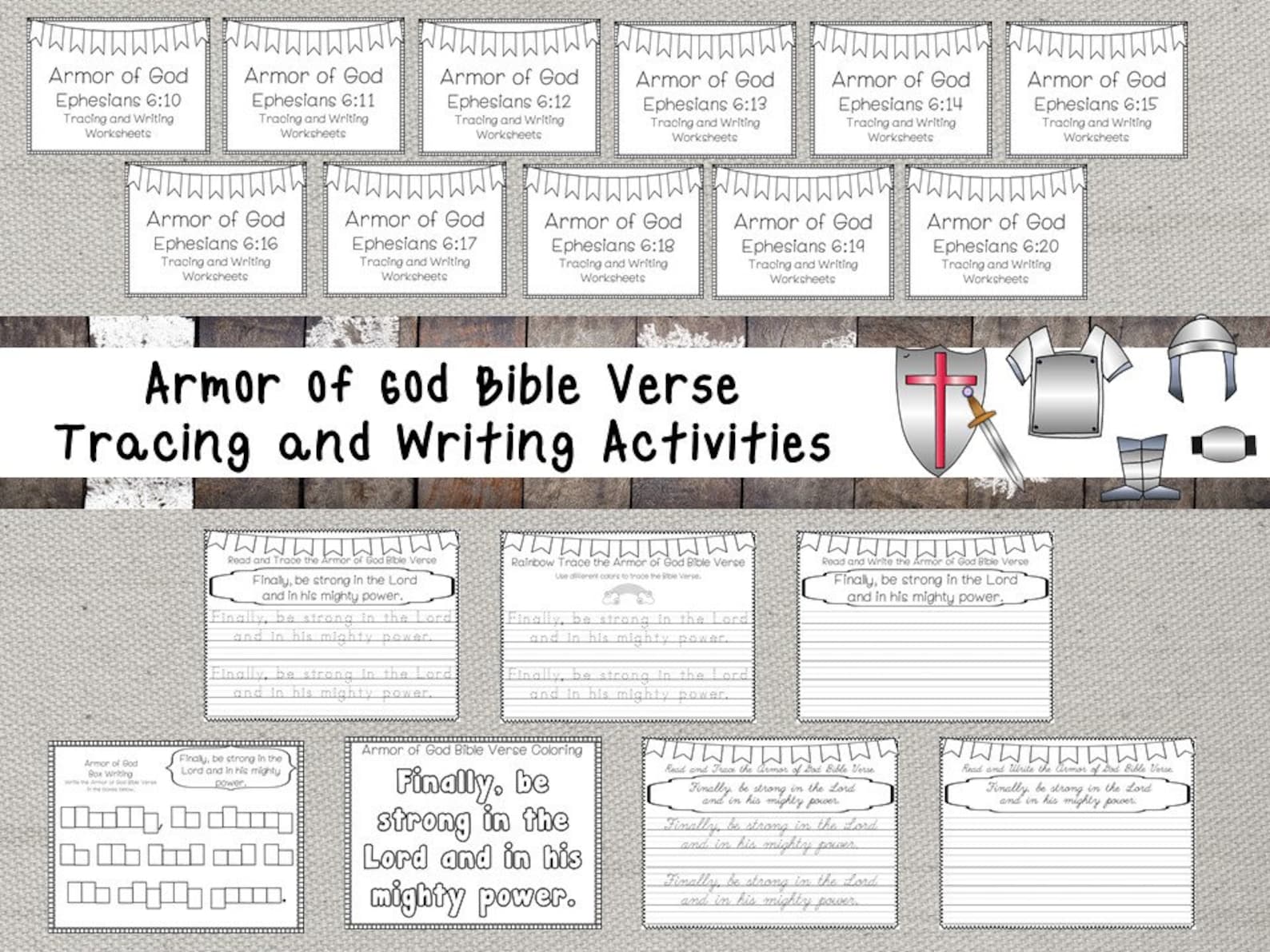 Ephesians 6:10-20 Armor of God Bible Verse Tracing and - Etsy