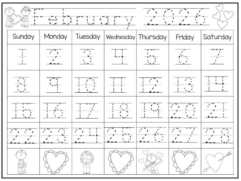 30 Tracing and Blank Themed 2026 Calendars. Preschool Handwriting and ...