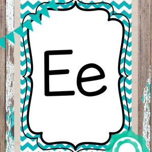 26 Printable Rustic and Teal Alphabet Posters. 8x10 Classroom ...