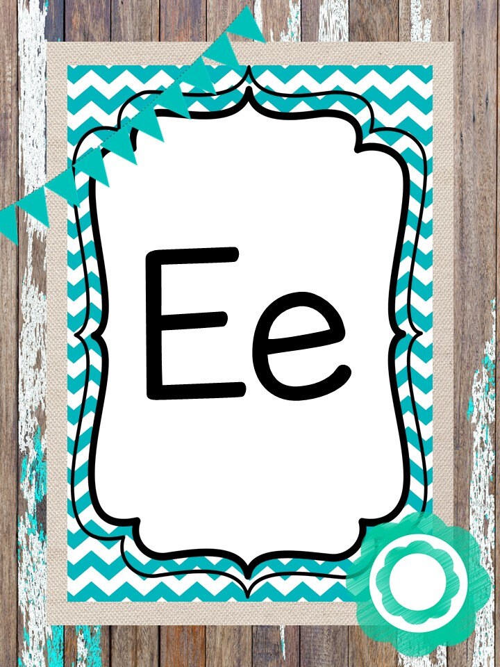 26 Printable Rustic and Teal Alphabet Posters. 8x10 Classroom | Etsy